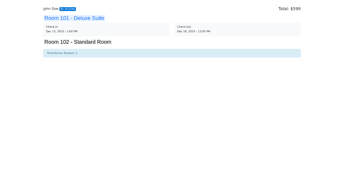 Horizontal Booking Menu - Free Html, Bootstrap Component