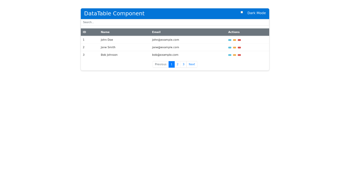 Responsive Data Table Component - Free Html, Bootstrap Component