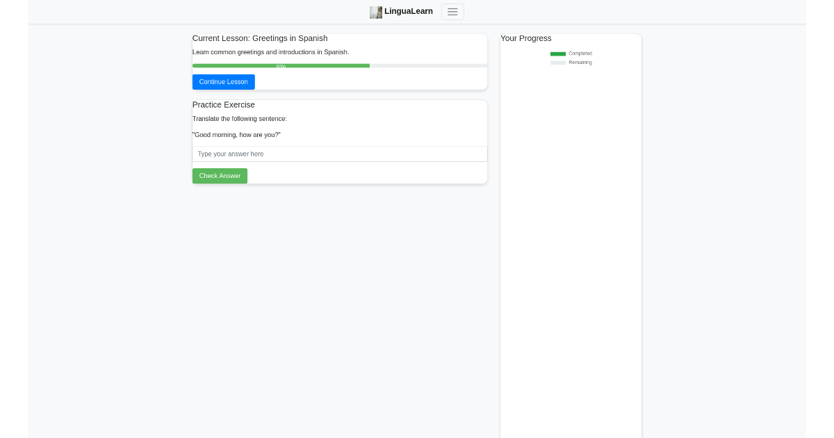 Language Learning Interface - Free Html, Bootstrap Component