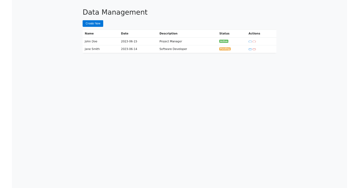 Data Management Table Free Html Bootstrap Component 2250