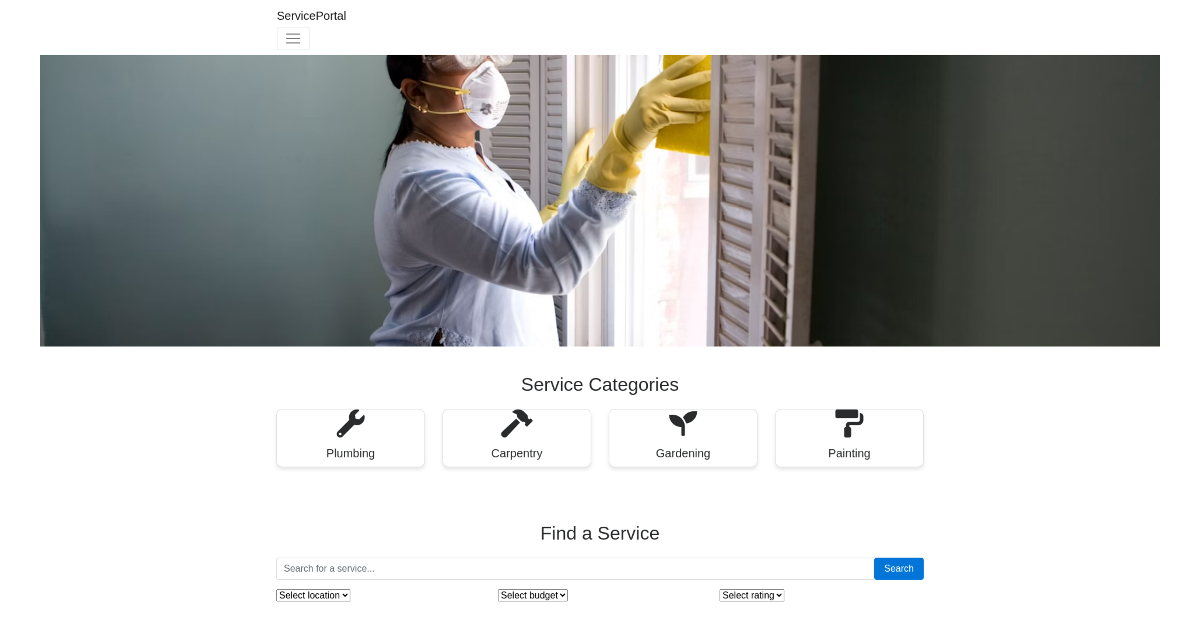 Service Portal Homepage - Free Html, Bootstrap Component