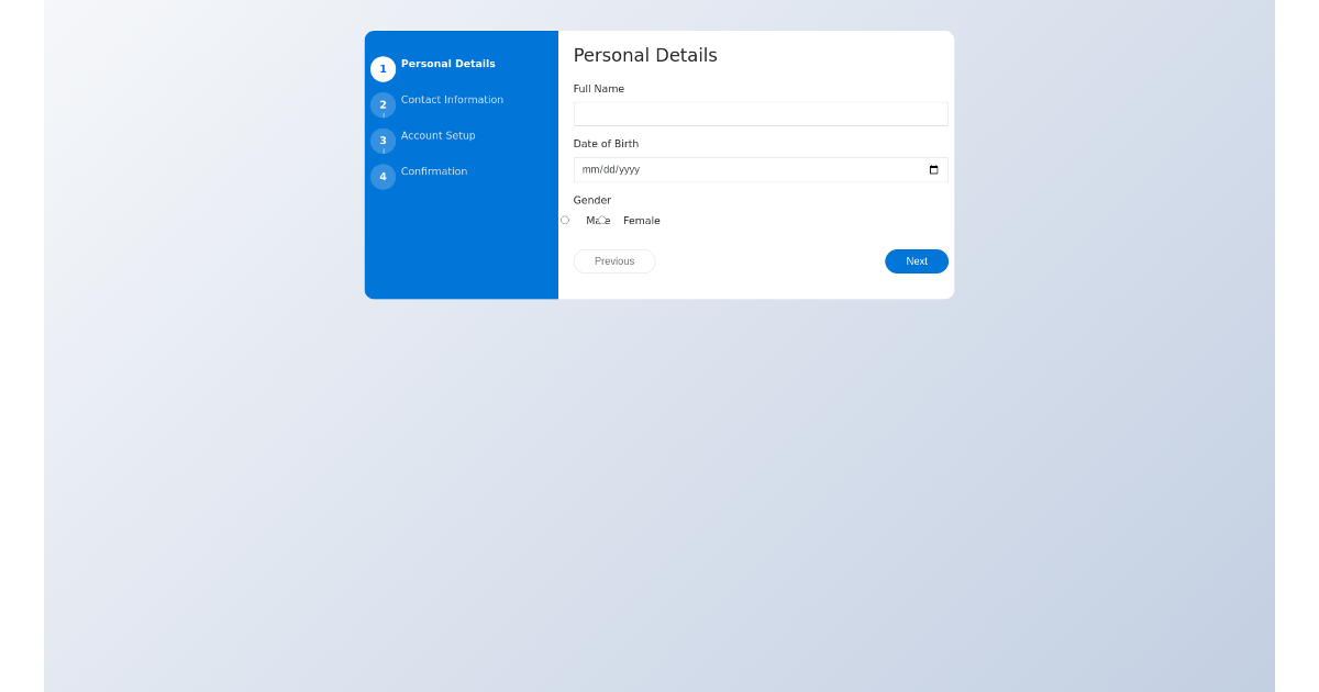 Vertical Stepper Form Free Html Bootstrap Component