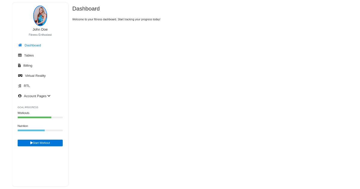 Fitness Tracker Sidebar - Free Html, Bootstrap Component