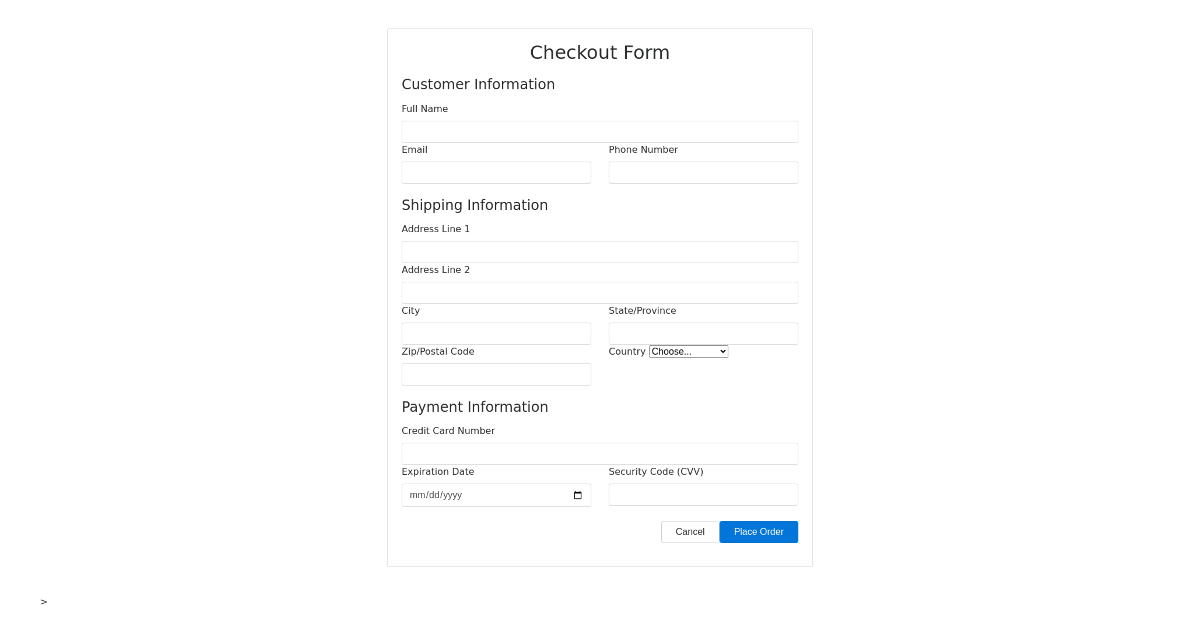 Responsive Checkout Form - Free Html, Bootstrap Component