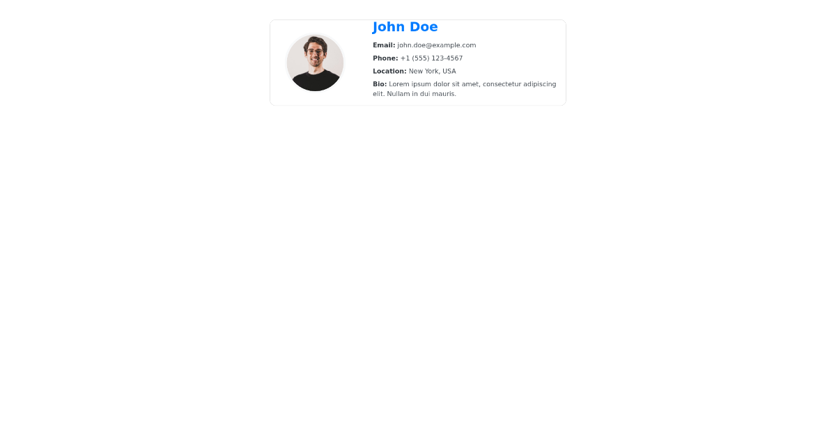 User Information Display - Free Html, Bootstrap Component