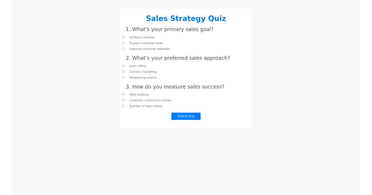 Interactive Sales Quiz - Free Html, Bootstrap Component