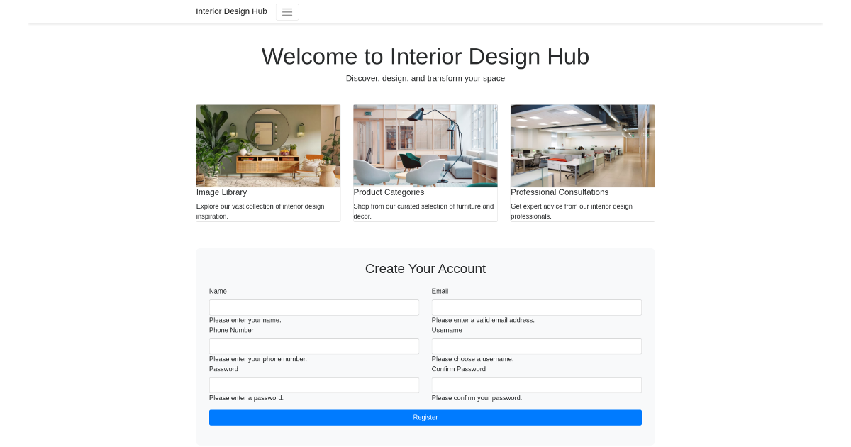 Interior Design Hub - Free Html, Bootstrap Component