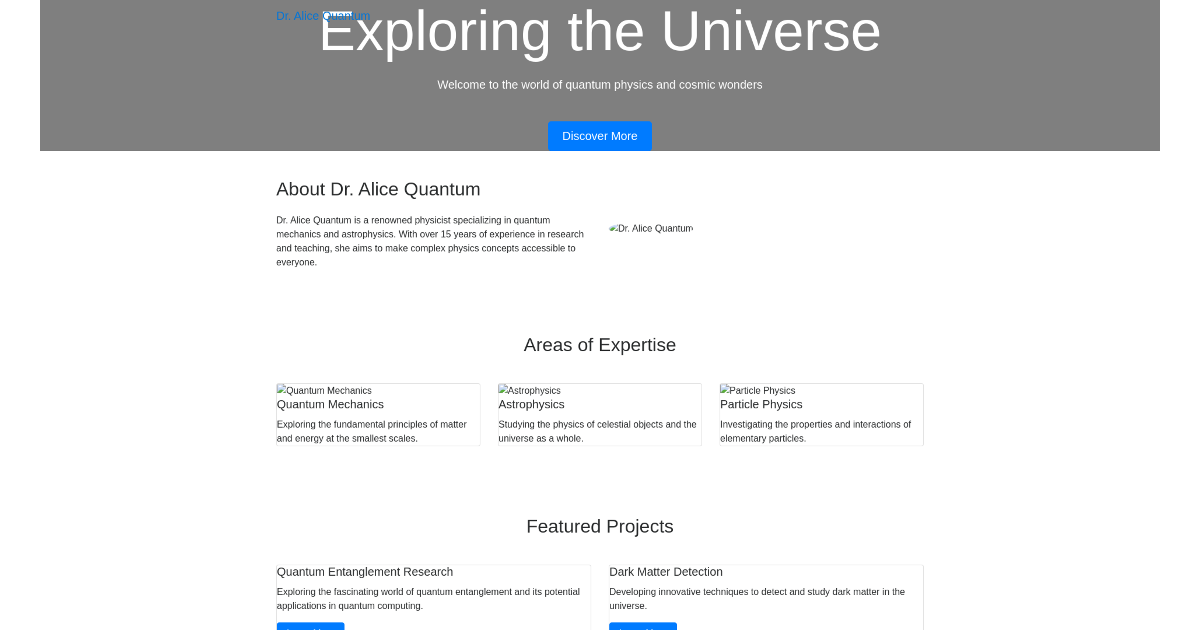 Physics Landing Page - Free Html, Bootstrap Component