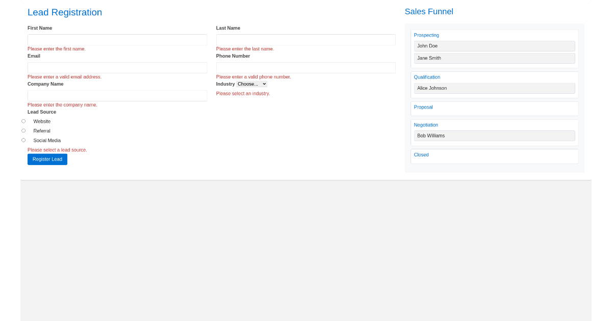 Lead Registration Module - Free Html, Bootstrap Component