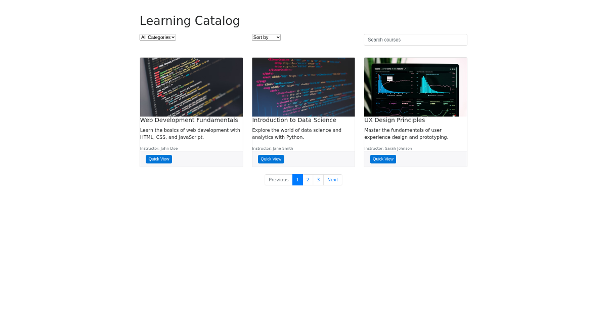 Learning Catalog Template - Free Html, Bootstrap Component