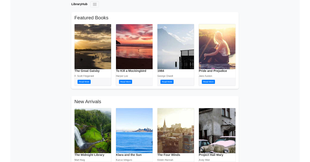 Library Home Component - Free Html, Bootstrap Component
