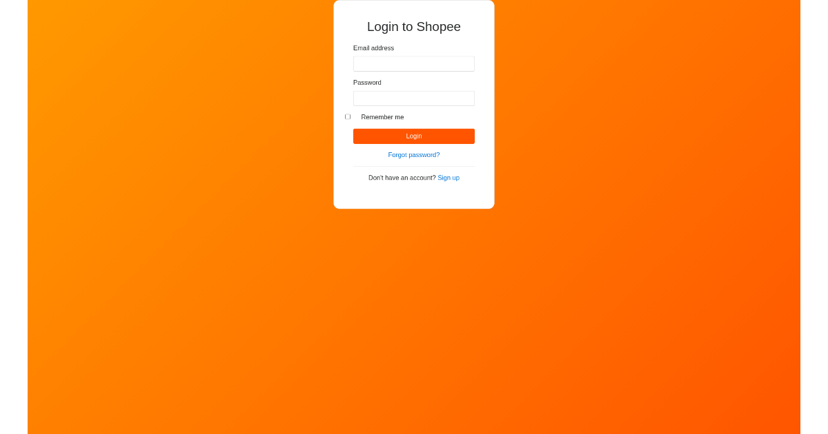 Shopee Login Template - Free Html, Bootstrap Component