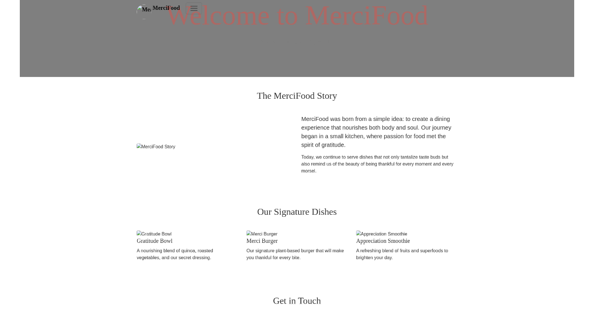 Merci Food Landing Page - Free Html, Bootstrap Component