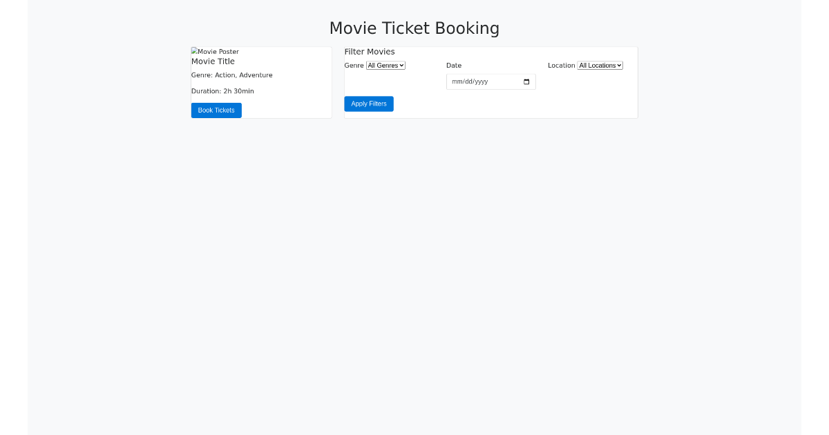 Bootstrap Movie Ticket Booking Application - HTML Framework