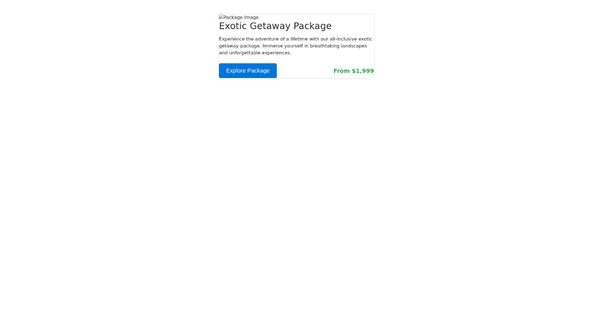 Package Card Component - Free Html, Bootstrap Component
