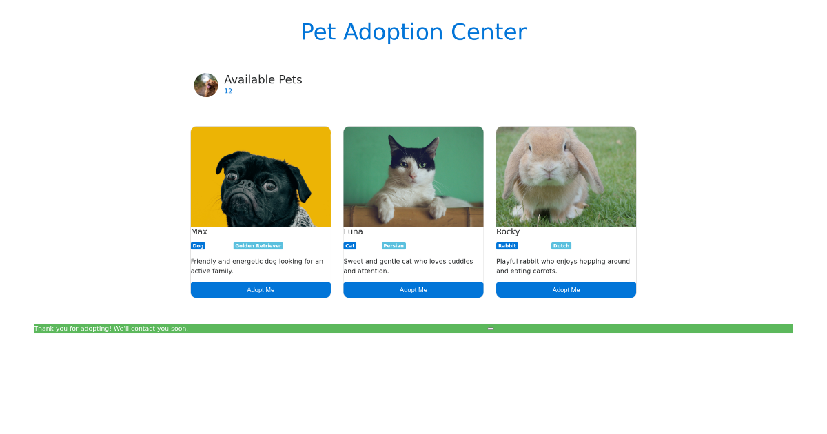 Pet Adoption Dashboard - Free Html, Bootstrap Component
