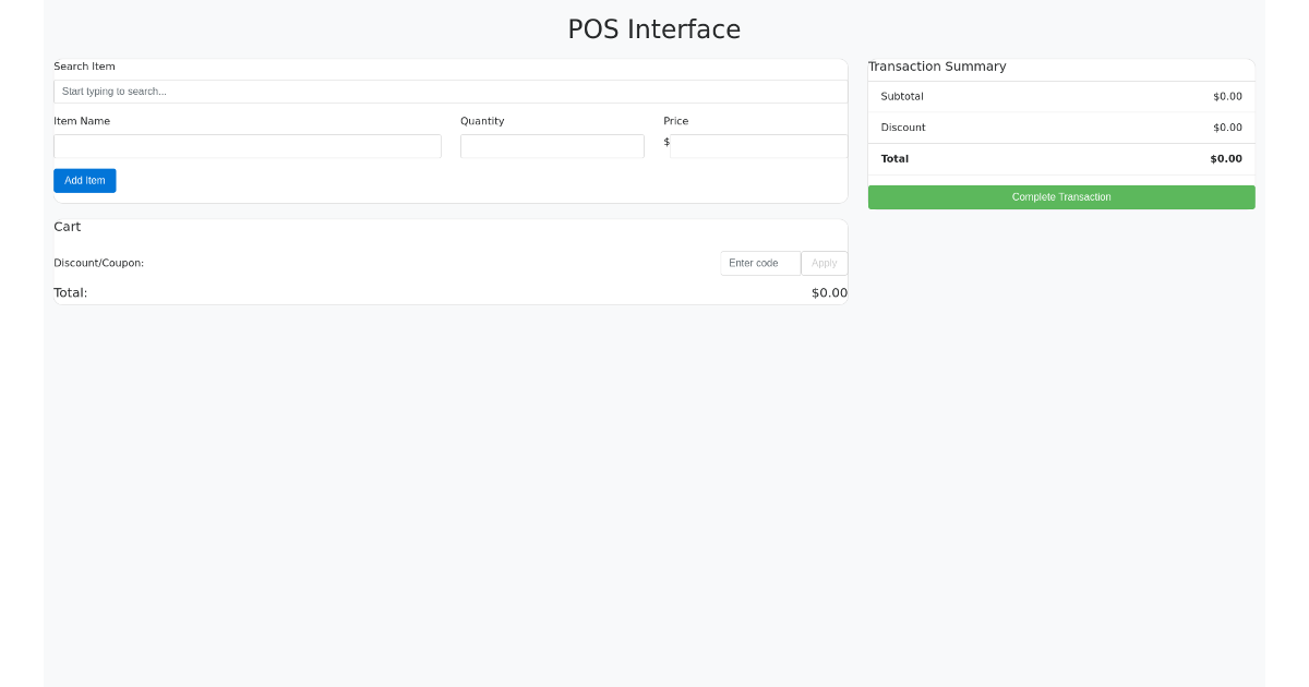 P O S Interface Component - Free Html, Bootstrap Component