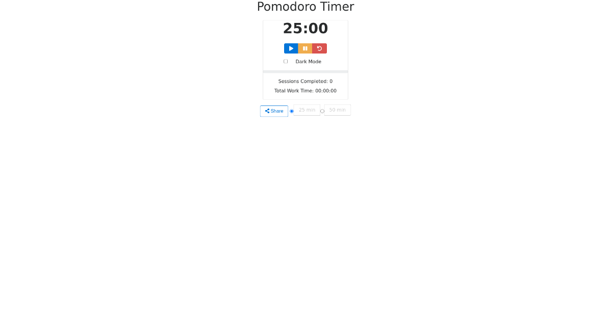 Pomodoro Timer App - Free Html, Bootstrap Component