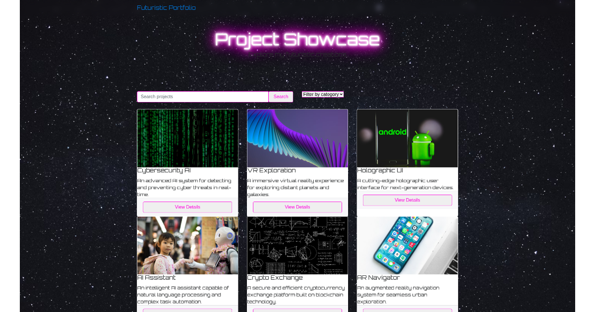 Futuristic Project Showcase - Free Html, Bootstrap Component