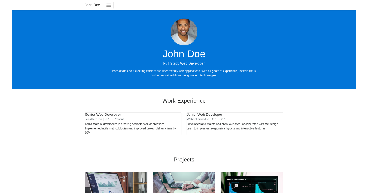 Professional Portfolio Component - Free Html, Bootstrap Component