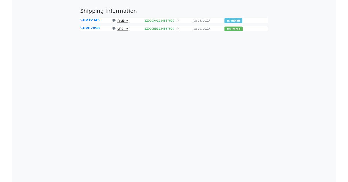 Shipping Information List - Free Html, Bootstrap Component