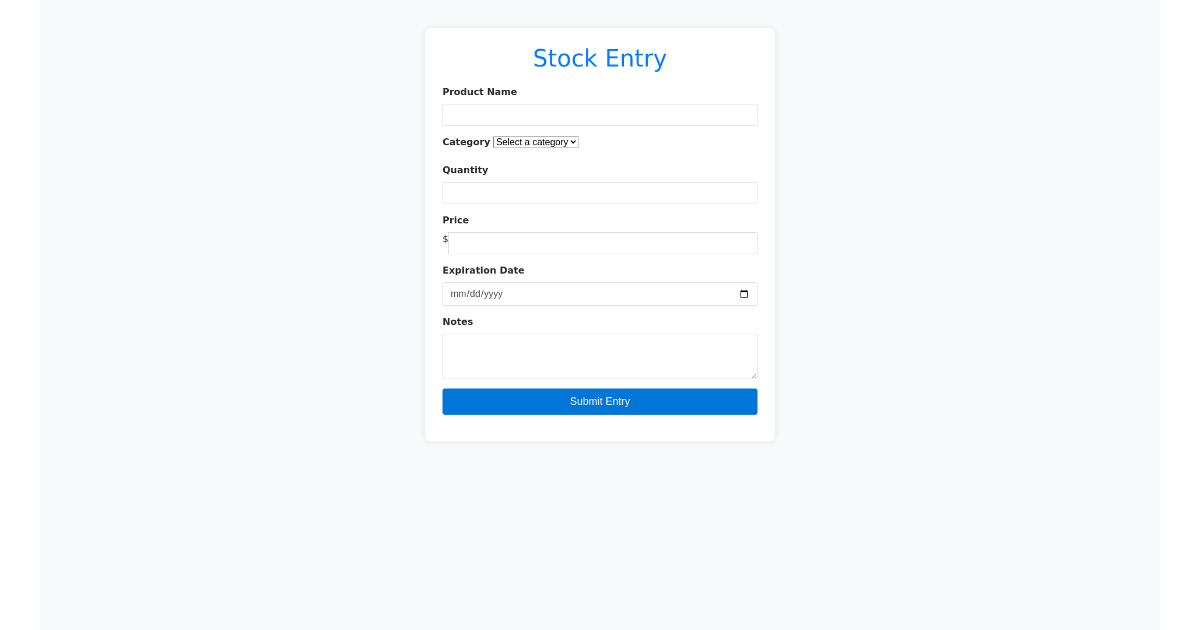 Stock Entry Component - Free Html, Bootstrap Component