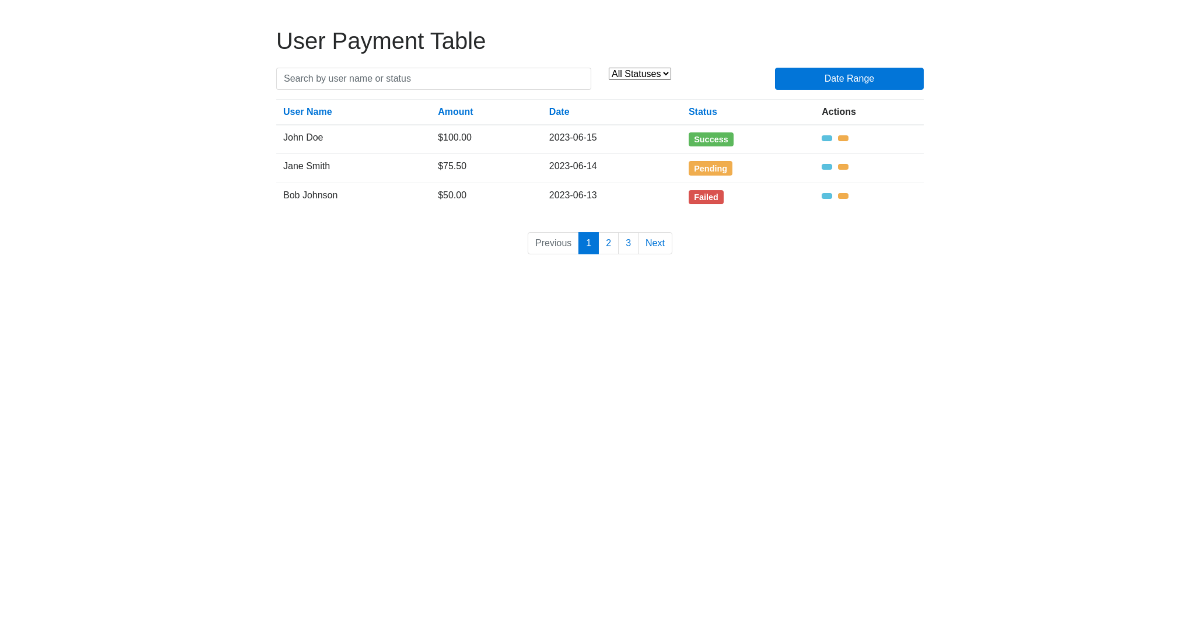 Stripe Payment Table - Free Html, Bootstrap Component