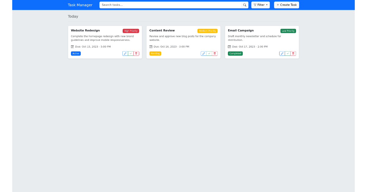 Task Management Dashboard - Free Html, Bootstrap Component