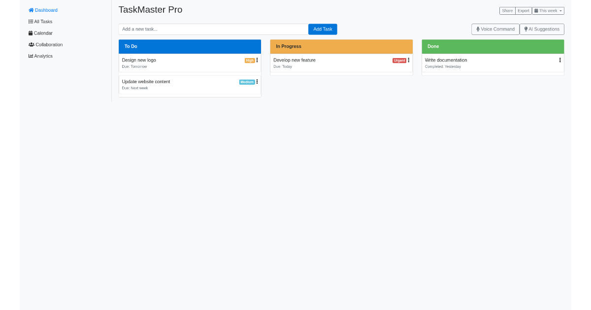 Task Master Pro Component - Free Html, Bootstrap Component