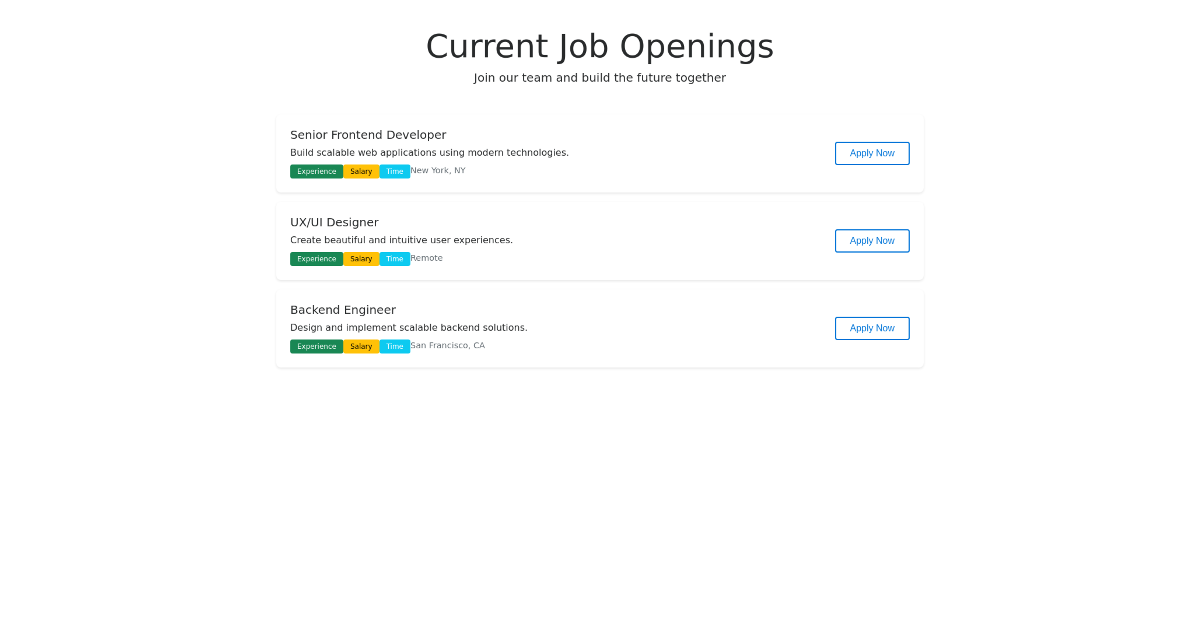 Job Openings Component - Free Html, Bootstrap Component