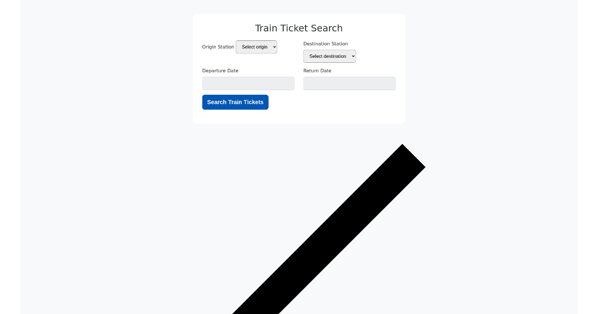 Train Ticket Search - Free Html, Bootstrap Component