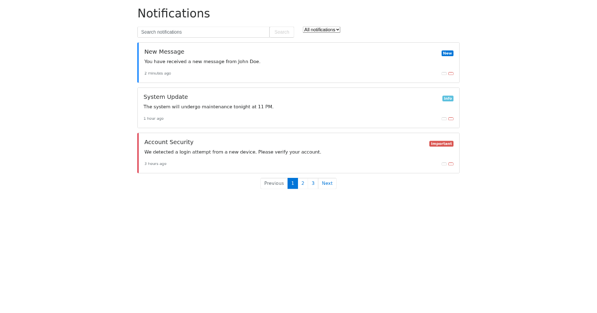 Interactive Notification Center - Free Html, Bootstrap Component