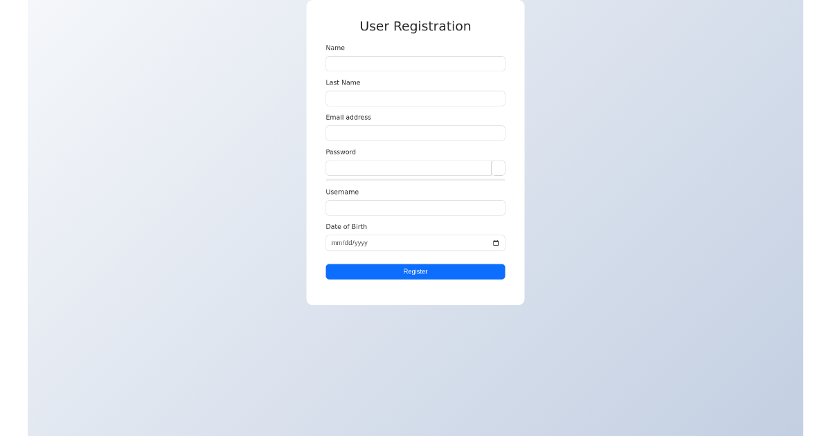 User Registration Form - Free Html, Bootstrap Component