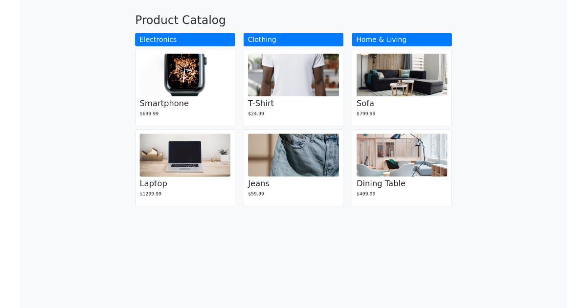 Collapsible Product Catalog - Free Html, Bootstrap Component