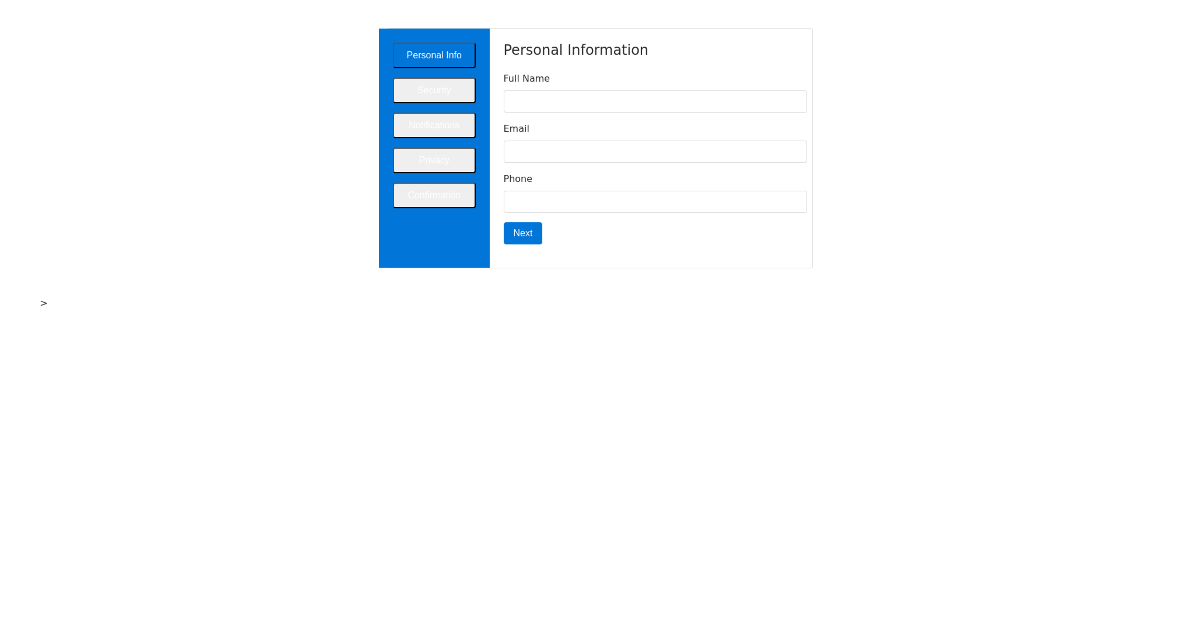 Vertical Account Stepper Free Html Bootstrap Component