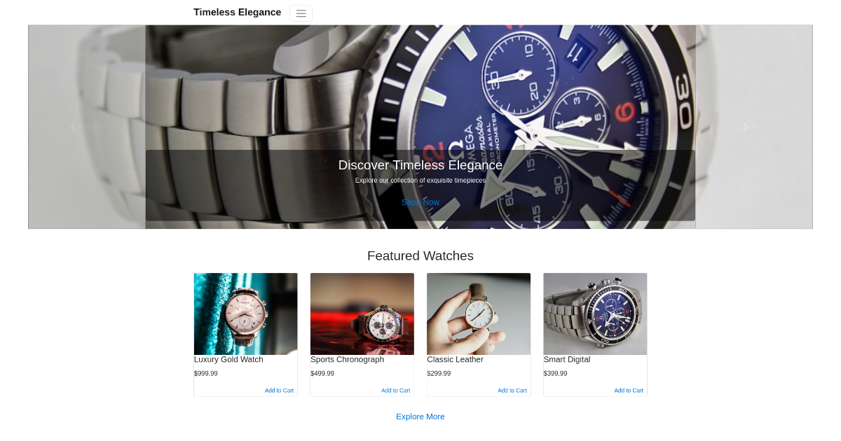 Watch Store Homepage - Free Html, Bootstrap Component