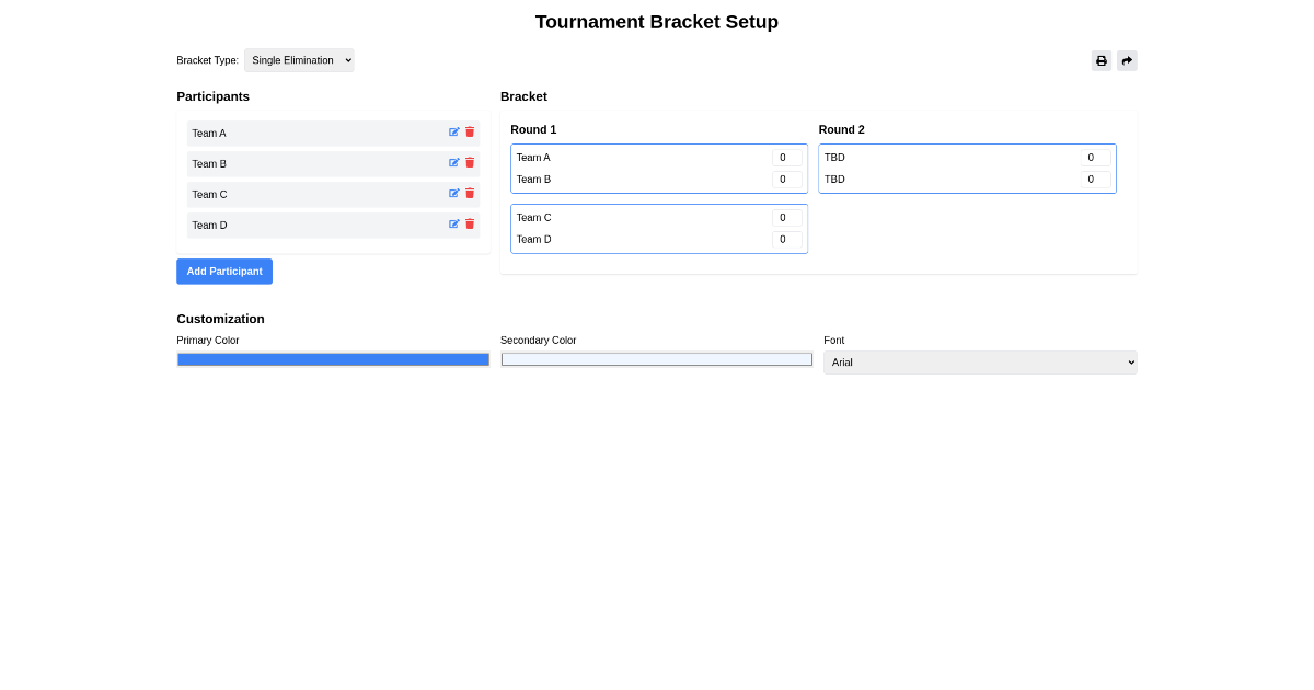 Bracket Setup - Free React, Tailwind Component