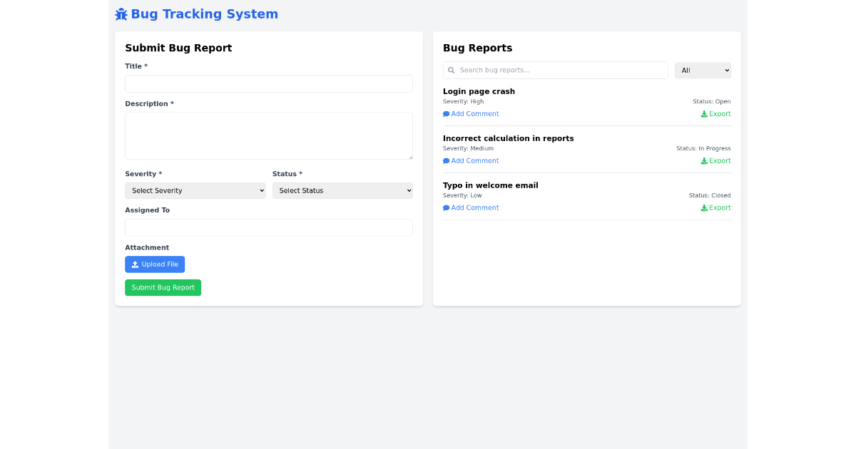 Bug Tracking System - Free React, Tailwind Component