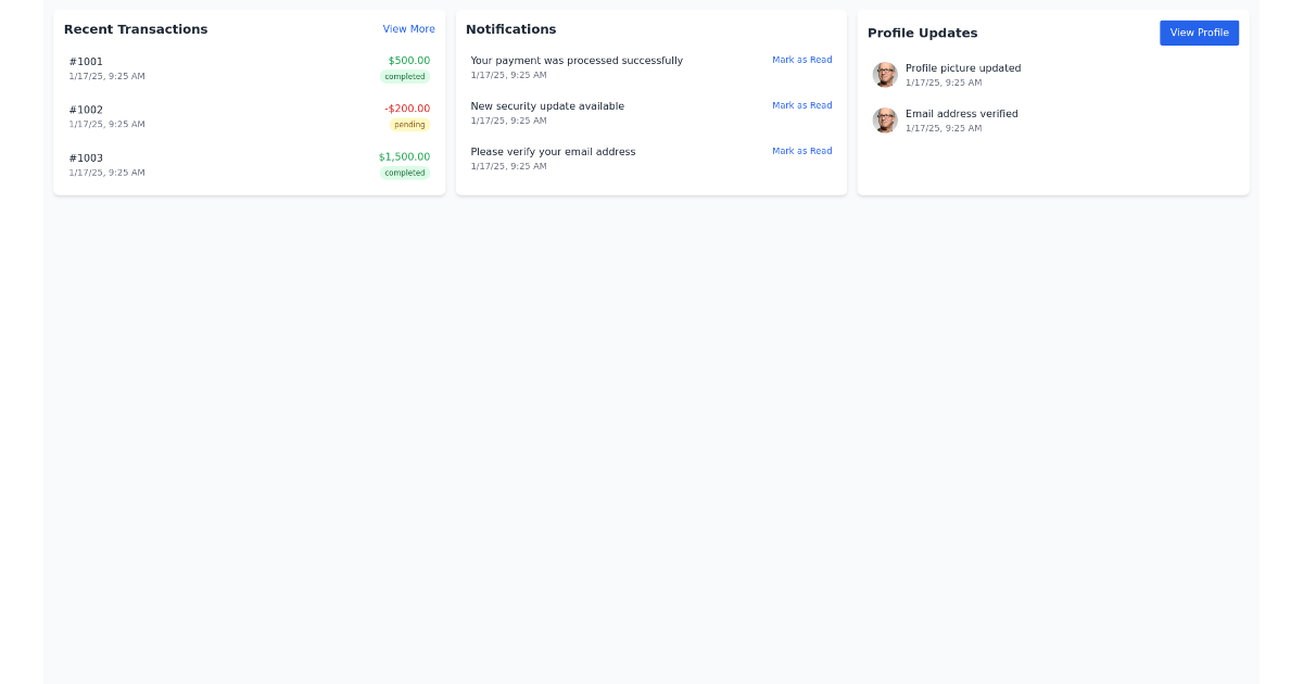 Dashboard Widget - Free Angular, Tailwind Component