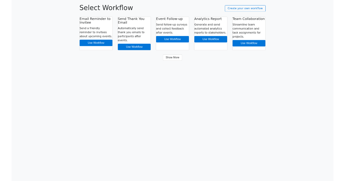 Workflow Selection Component - Free Html, Bootstrap Component