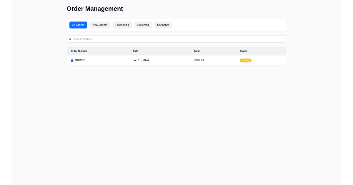 Order Management - Free React, Tailwind Component