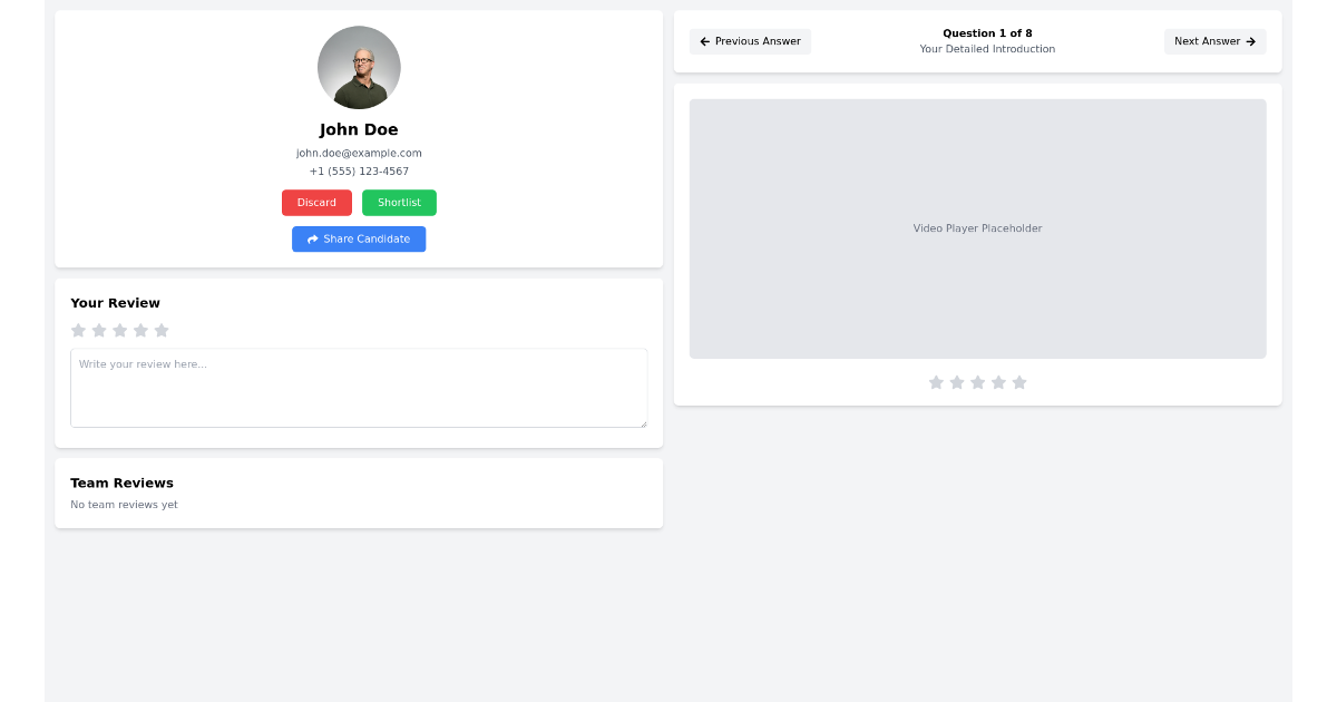 Candidate Interview Detail - Free React, Tailwind Component