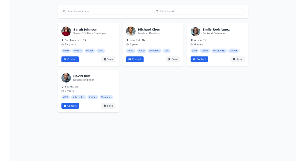 Candidate Profile - Free React, Tailwind Component