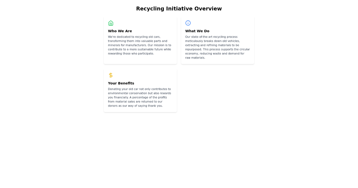 Recycling Overview Page - Free React, Tailwind Component