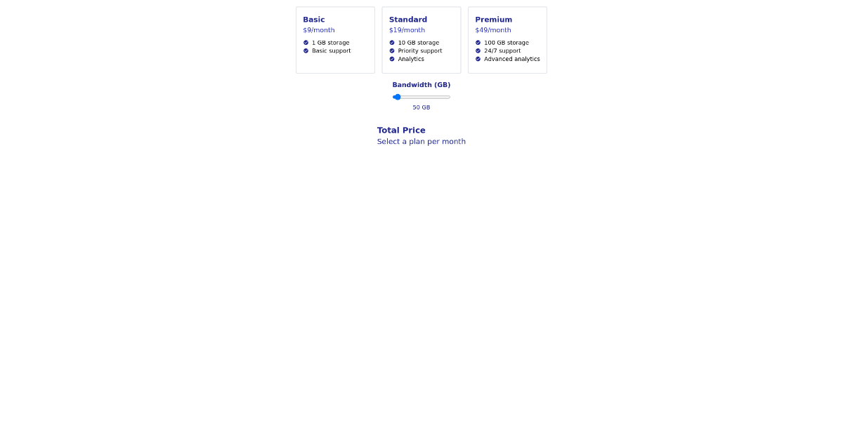 Pricing Cards With Calculator - Free React, Tailwind Component