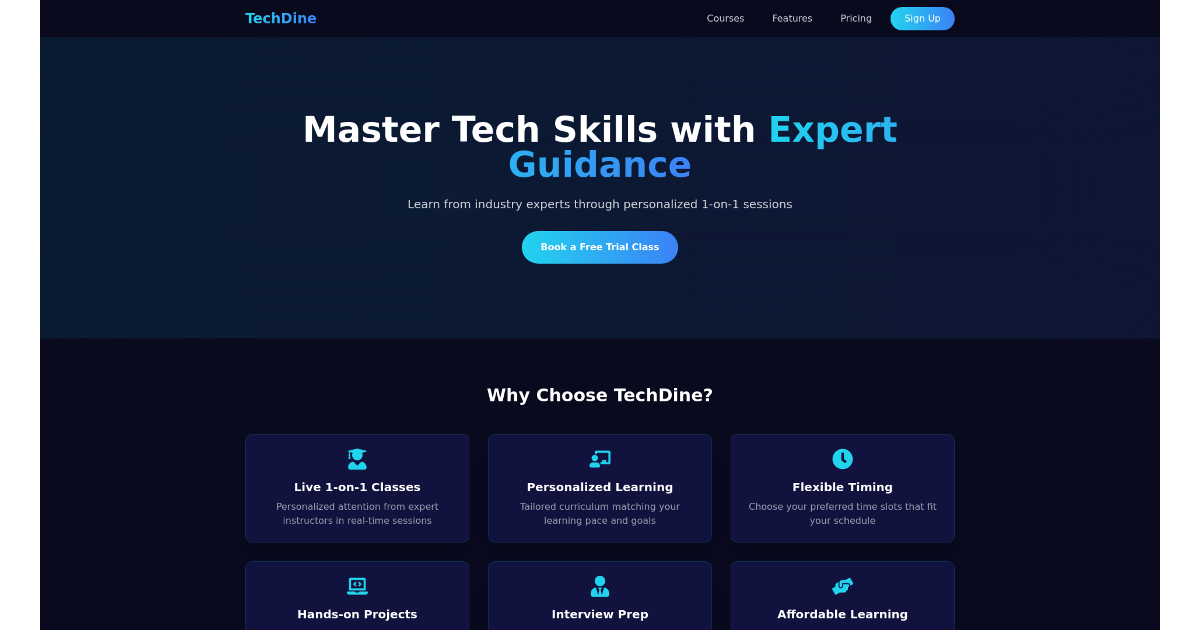 Tech Dine - Free React, Tailwind Component