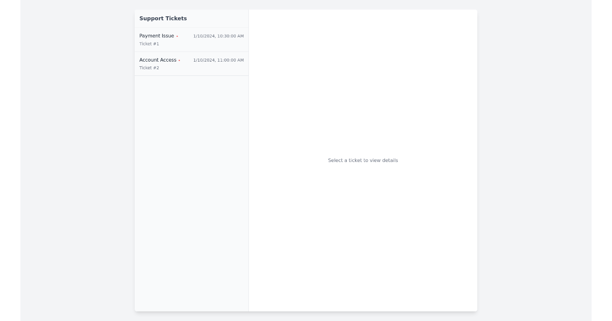 Chat Ticket System - Free React, Tailwind Component