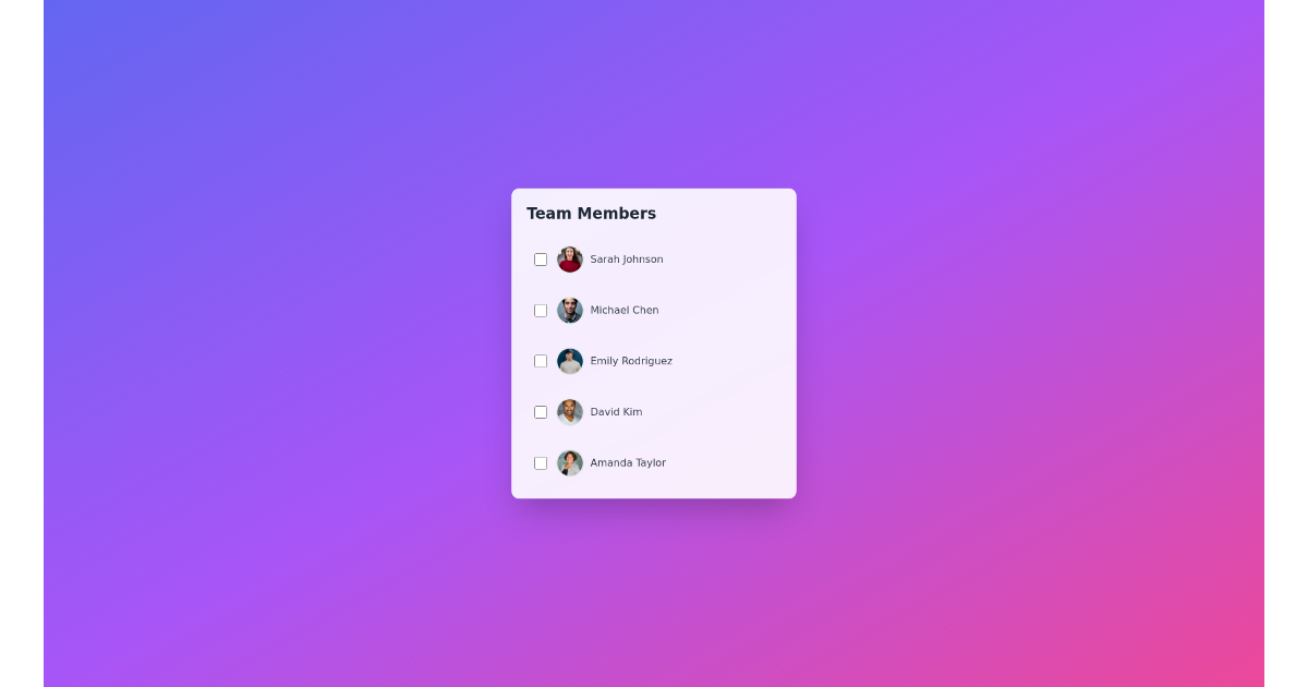 Gradient Checkbox List - Free Html, Tailwind Component