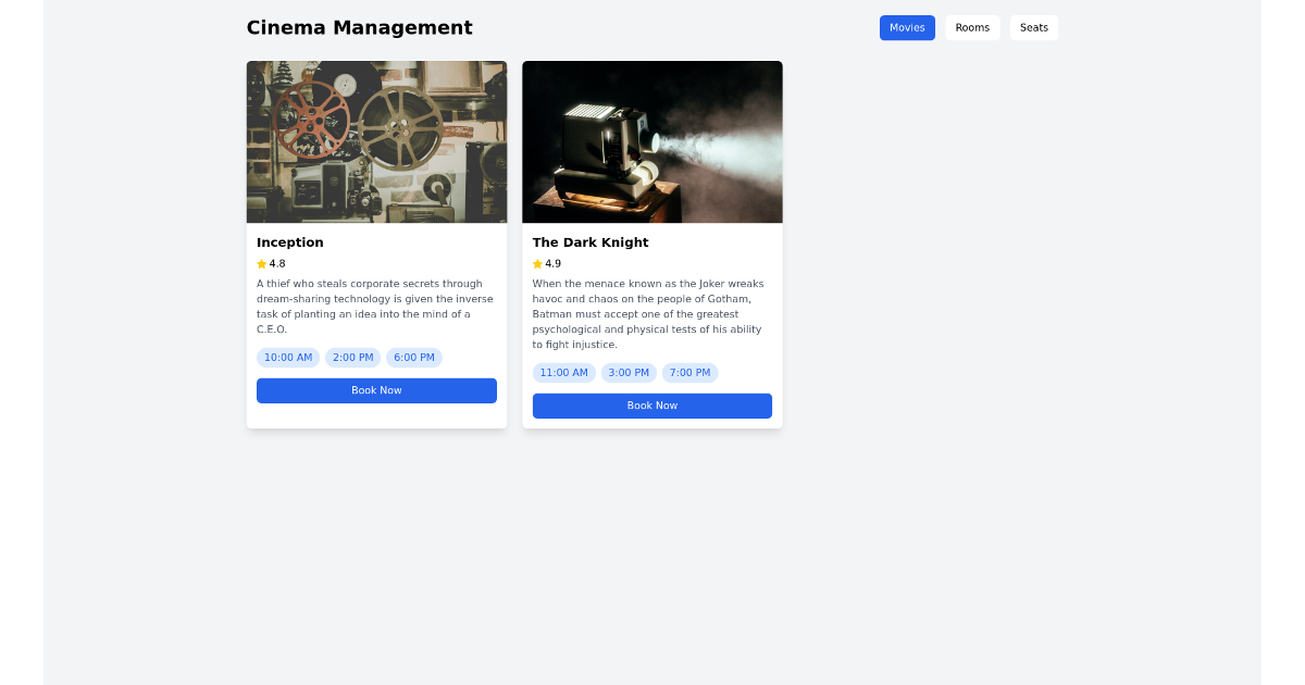 Cinema Management - Free React, Tailwind Component