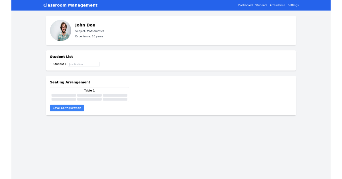 Classroom Management Interface - Free Html, Tailwind Component